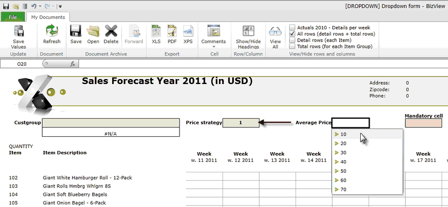 Dependent Drop Down – Bizview v23