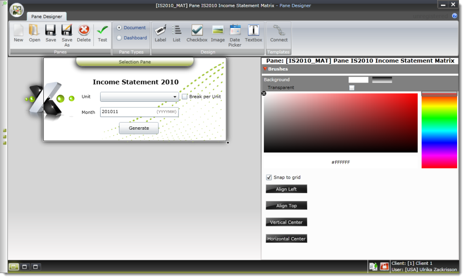 Pane Designer – Bizview v23