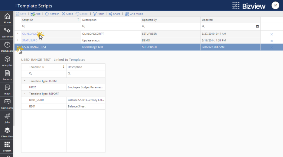 Script Editor – Bizview v23