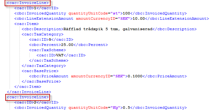XML Invoice – Bizview v23