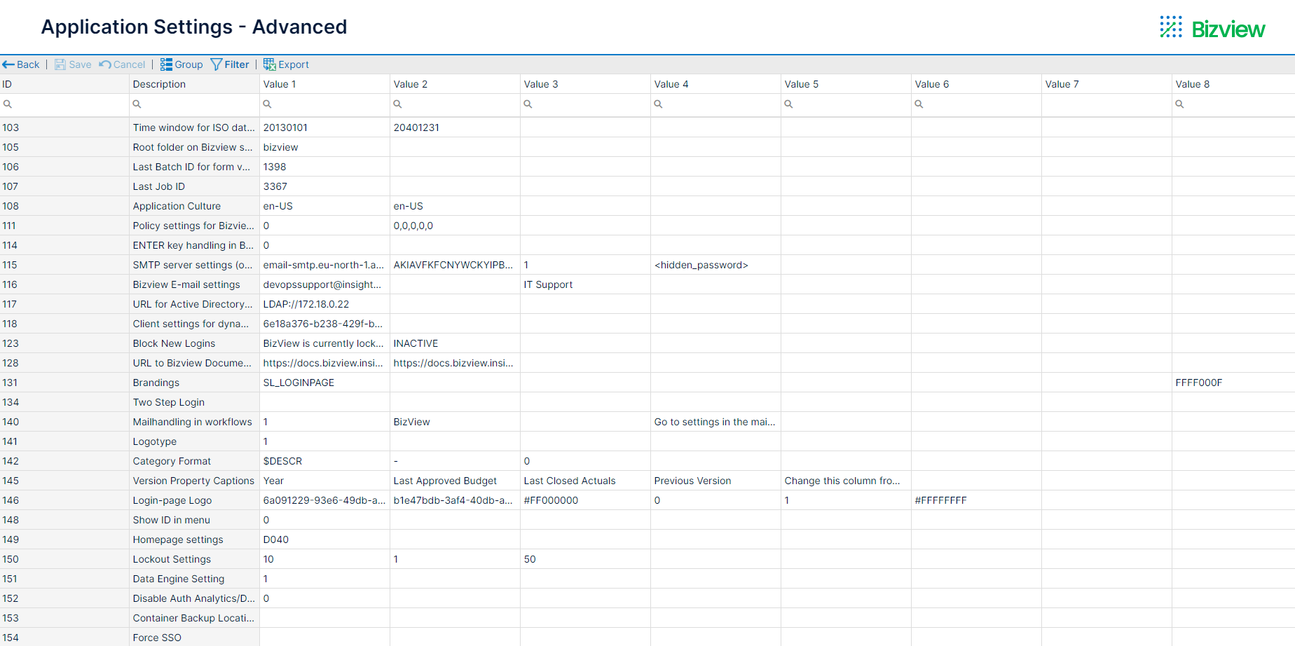 Advanced – Bizview v23