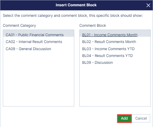 Inserting a Comment Block in Spreadsheets – Bizview v23