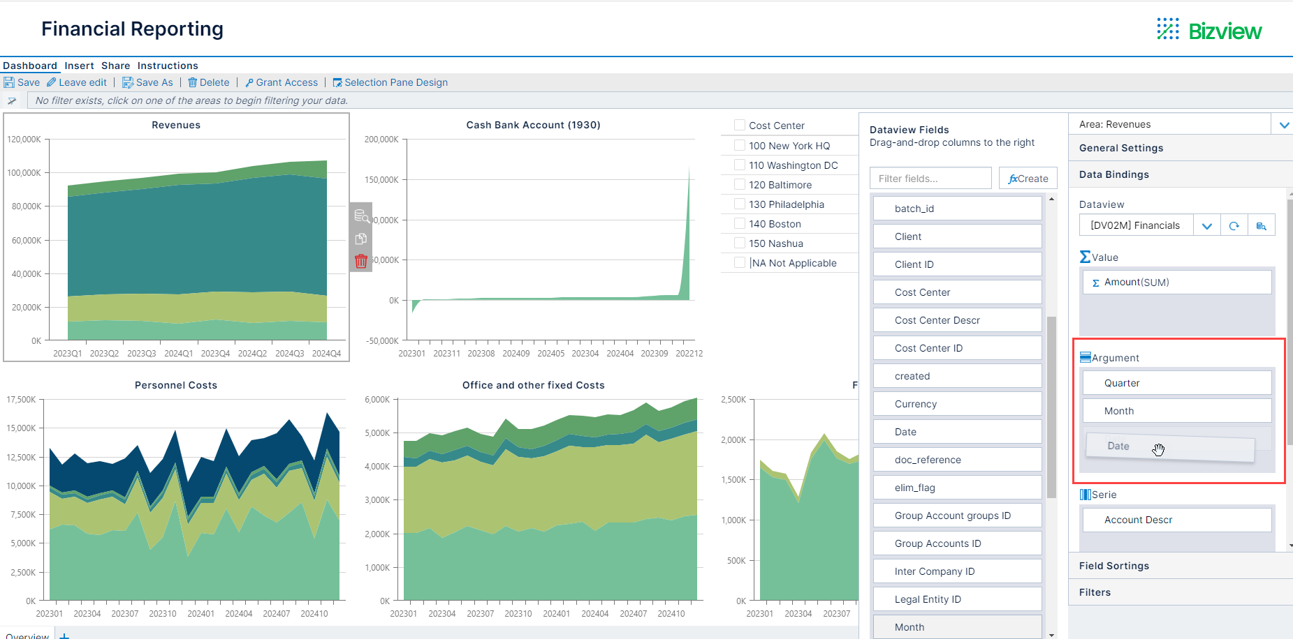 Dashboard Drill Down – Bizview v23