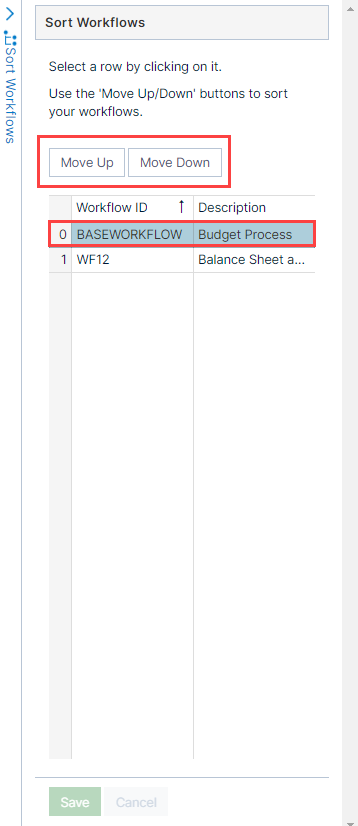 Sort Workflows – Bizview v23
