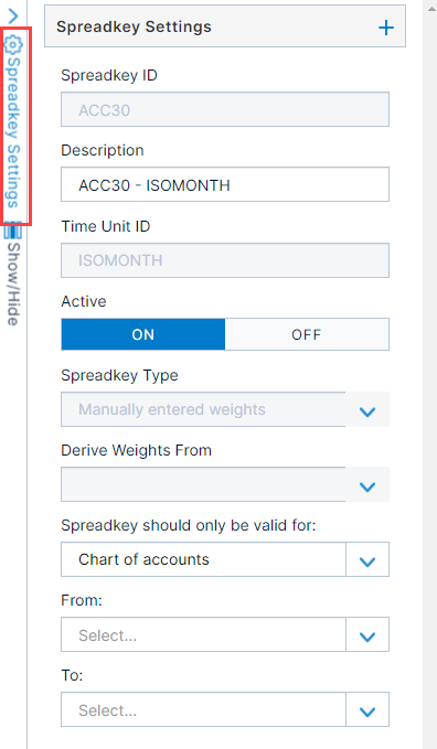Spreadkey Settings – Bizview v23